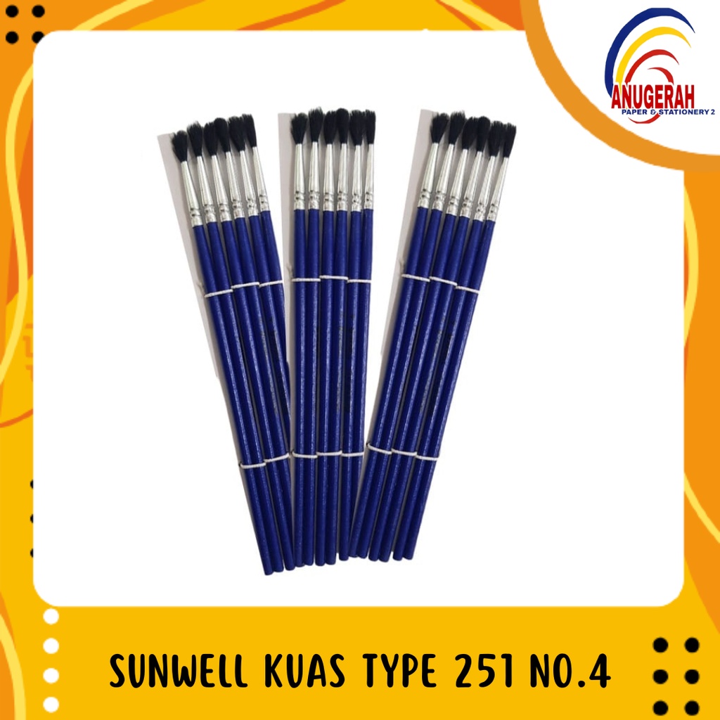 Jual (PCS)SUNWELL KUAS LUKIS TYPE 251 NO.4 | Shopee Indonesia