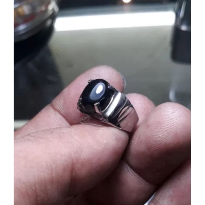 Jual batu cincin yaman hitam ring monel anti karat anti luntur size ...
