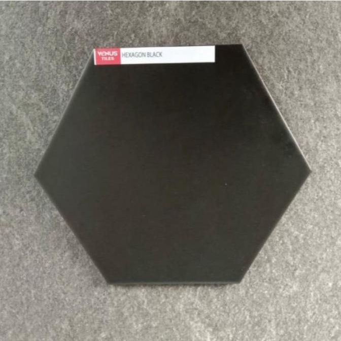 Jual KERAMIK LANTAI Venus Hexagonal Tiles Keramik Hexagon Black Hitam ...