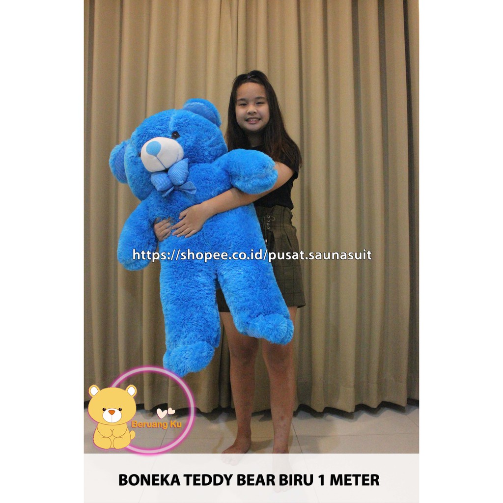 Jual BONEKA BERUANG TEDDY BEAR POLOS BIRU 1 METER | Shopee Indonesia