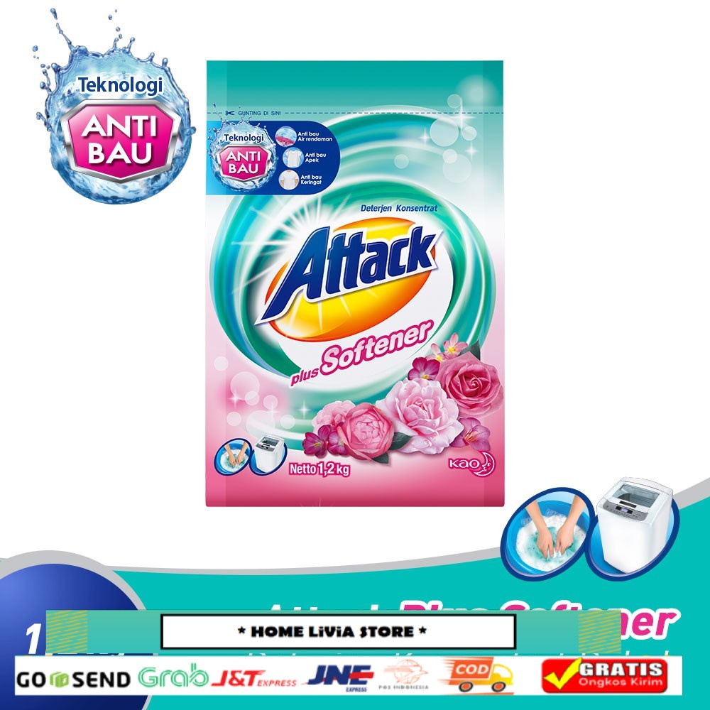 Jual Attack Deterjen Konsentrat Bubuk Plus Softener 1200 gr | Shopee Indonesia