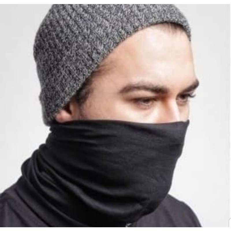 Jual Penutup wajah motor HITAM POLOS BANDANA Mask slayer masker kain ...