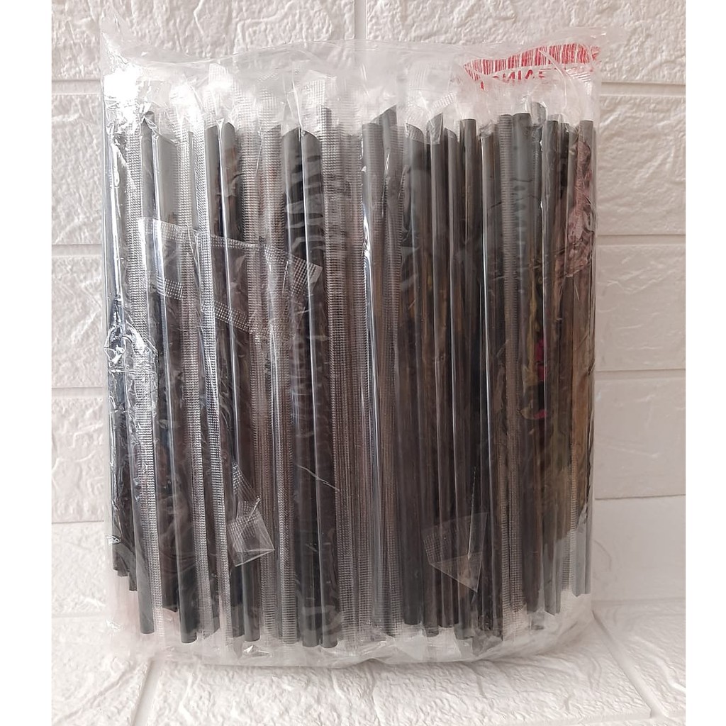 Jual Sedotan Hitam Runcing Steril Plastik 6 mm x 20 cm (isi 250 dan 300 ...