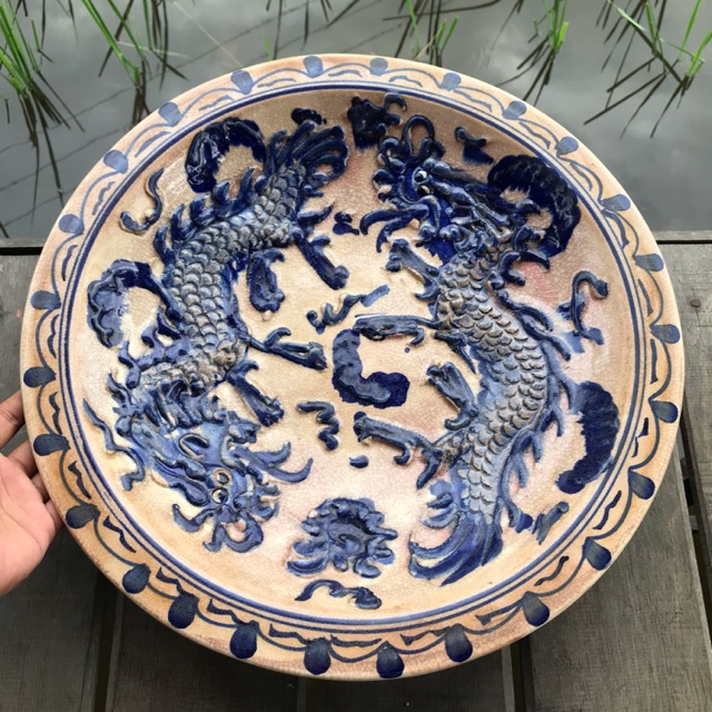 Jual Piring Kuno Naga 2 Biru Asli dan Langka 40cm | Shopee Indonesia