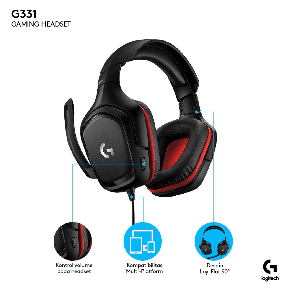 Jual Logitech G331 Headset Gaming Stereo Flip to Mute Mic | Shopee Indonesia