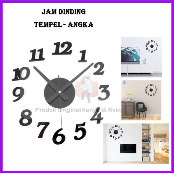 Jual Jam Dinding Aesthetic Tempel Besar Digital Unik Kaligrafi Custom ...