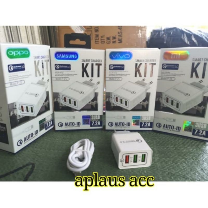 Jual Charger Branded Fast Charging 7.2A 3USB P-25 | Shopee Indonesia
