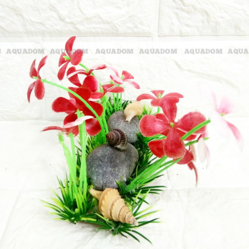 Jual HIASAN AQUARIUM TANAMAN RUMPUT ORNAMEN BATU DAN KERANG LAUT ASLI ...