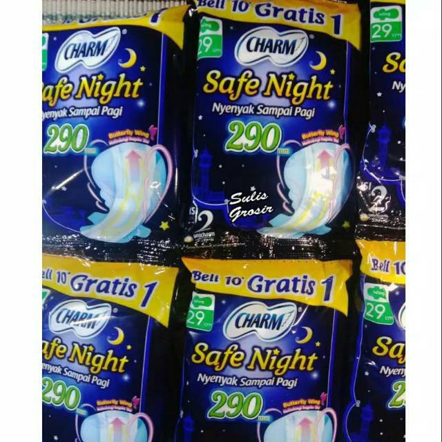 Jual Softex Pembalut Charm Safe Night Wing 29Cm isi 10 Pcs ( 1 sachet ...