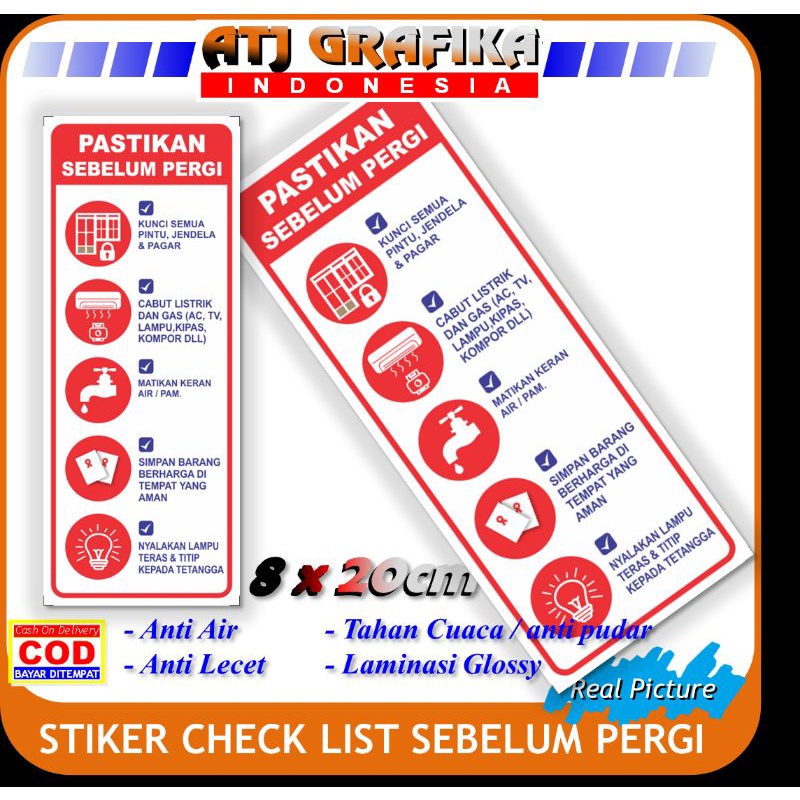 Jual Stiker check rumah sebelum pergi sticker traveling jalan mudik dll ...