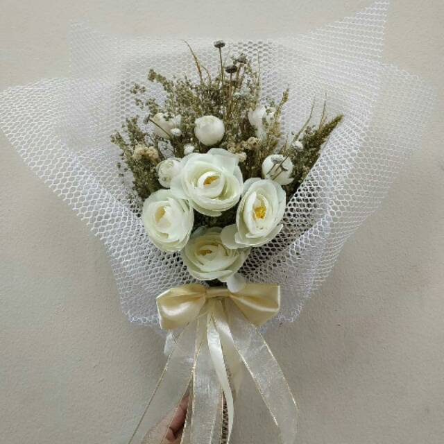 Jual Hand buket pengantin buket bunga mawar putih bunga pengantin ...