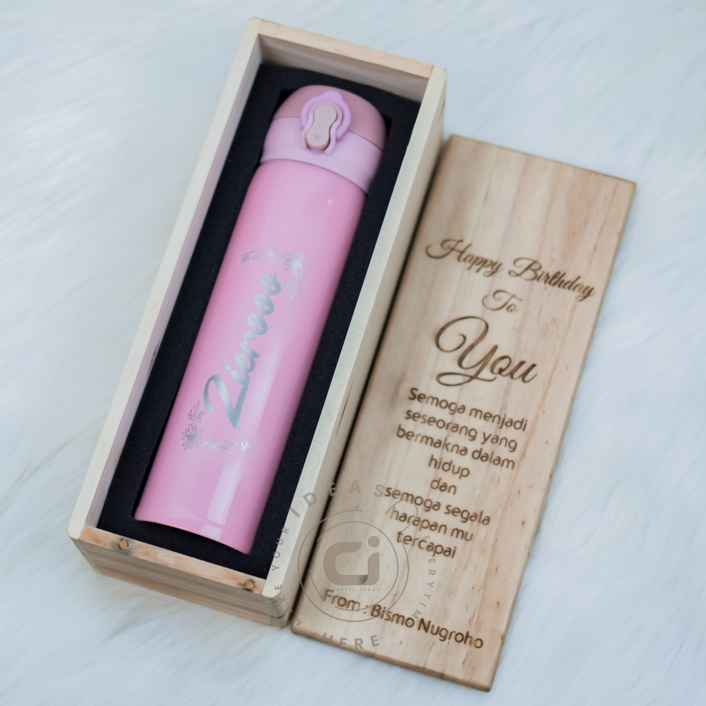 Jual Tumbler Custom Nama + Box Hampers Kayu Free Custom | Shopee Indonesia