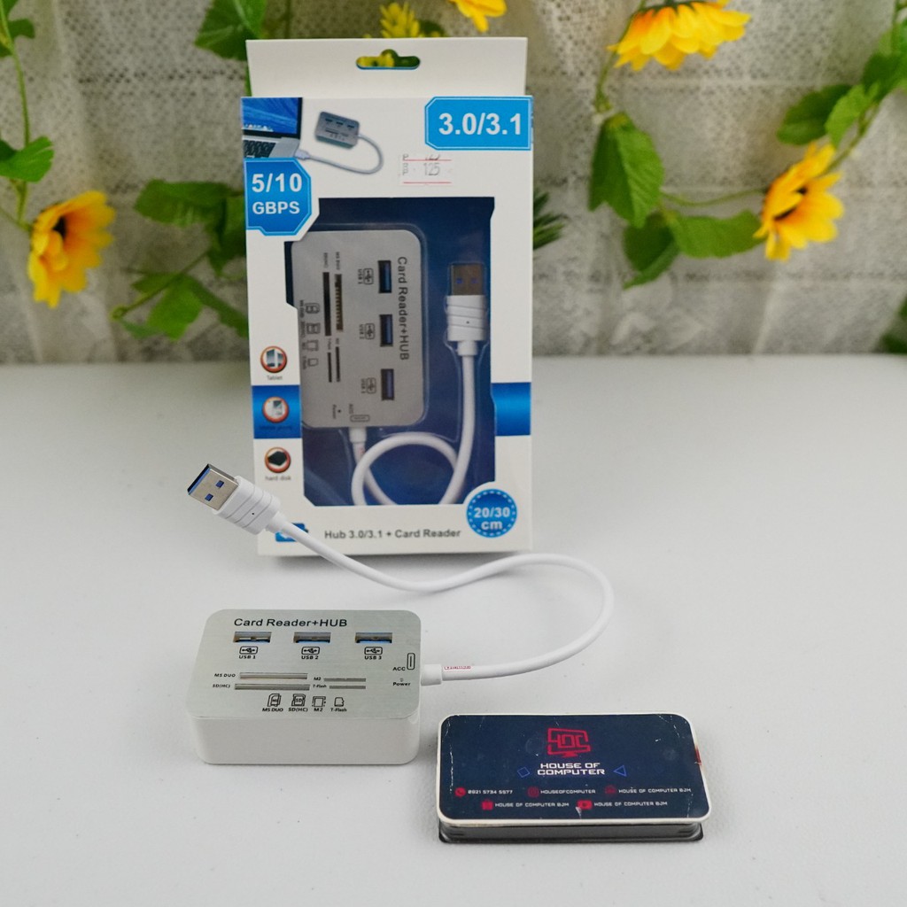 Jual usb hub 3.0 3 port dan card reader 4 slot combo aluminium high ...