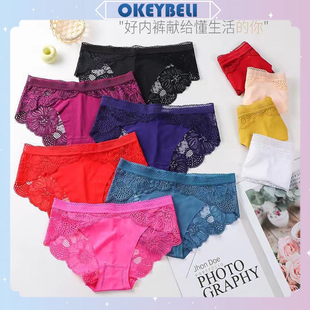 Jual •OKEY BELI•CD453 CD Celana Dalam Wanita Seamless Motif Bunga Polos ...