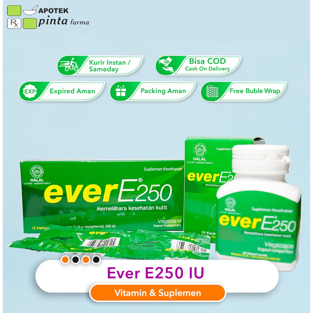 Jual Ever E 250 Isi 30 Kapsul / 12 kapsul memenuhi kebutuhan vitamin E ...