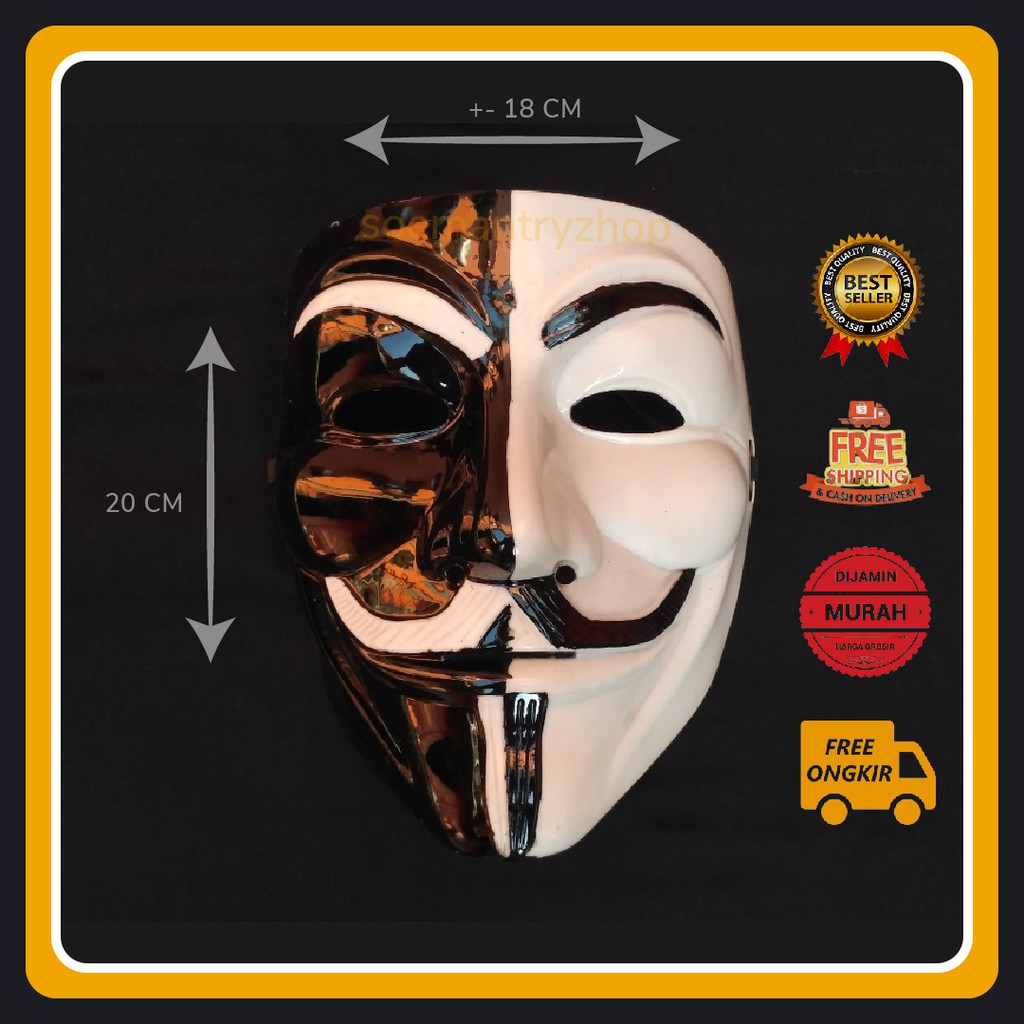 Jual Topeng Hitam Putih Anonymous custom pantonim drama topeng murah ...