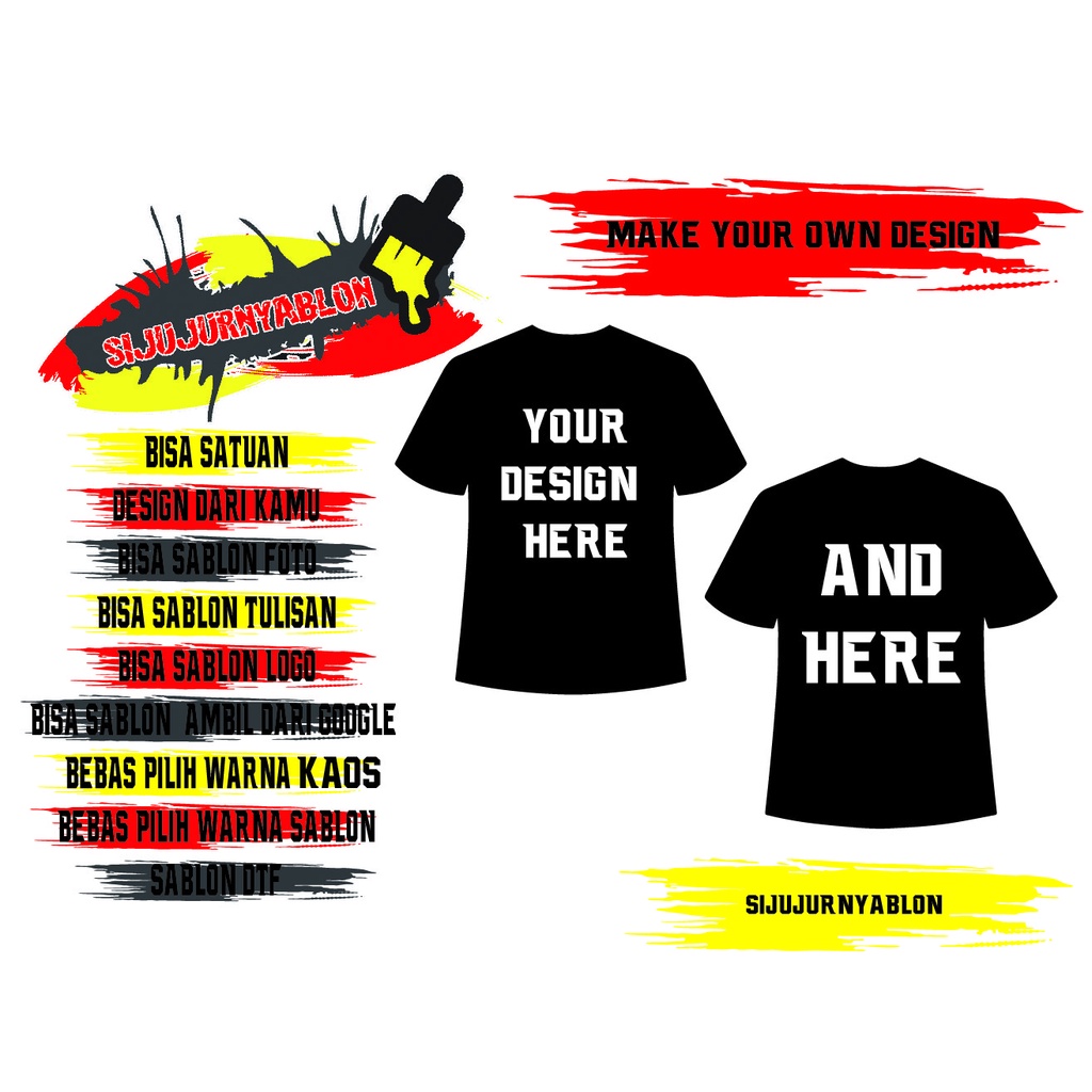 Jual KAOS CUSTOM SABLON DTF PLASTISOL DIGITAL POLYFLEX TULISAN NAMA GAMBAR LOGO PRINT | Shopee ...