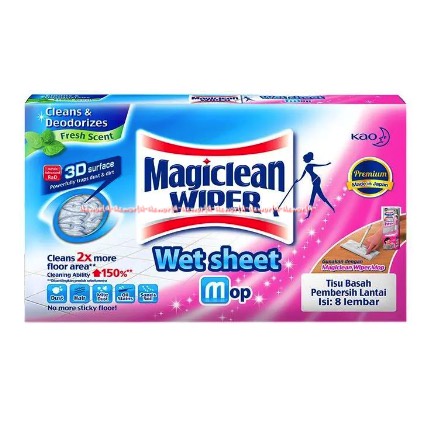 Jual Magiclean Wiper Wet Sheet Mop 8Lembar Tisu Basah Pembersih Lantai Magic Clean Magicclean ...