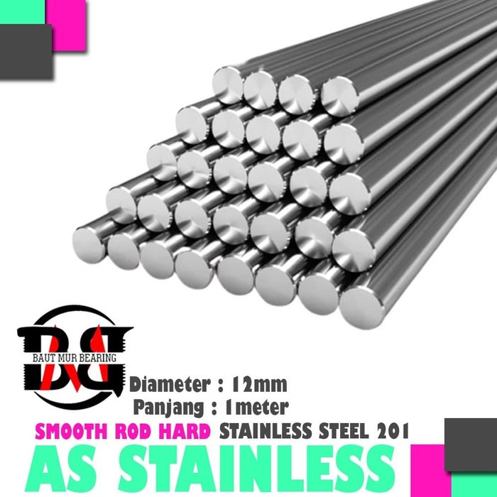 Jual 12mm x 1 Meter Shaft -As Stainless Steel 201-Smooth Rod Hard M12 x ...
