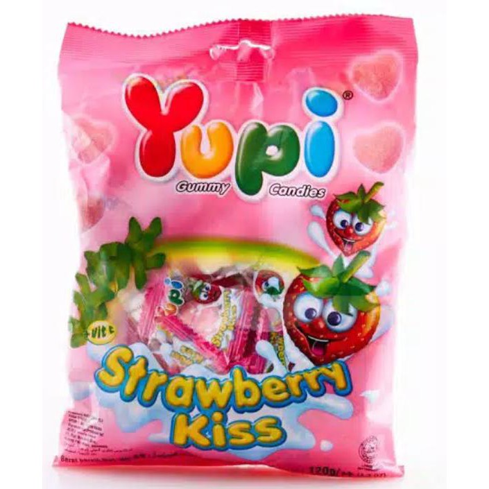 Jual VANBAS STORE PERMEN YUPI STRAWBERRY KISS KEMASAN PACK ISI 50 PCS | Shopee Indonesia
