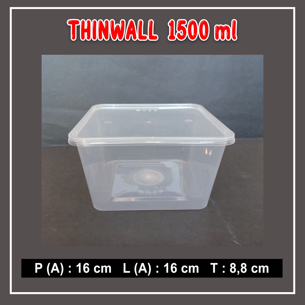 Jual (isi 25 pcs) Thinwall SQ Kotak Food Container Microwafe Safe 1500 ...