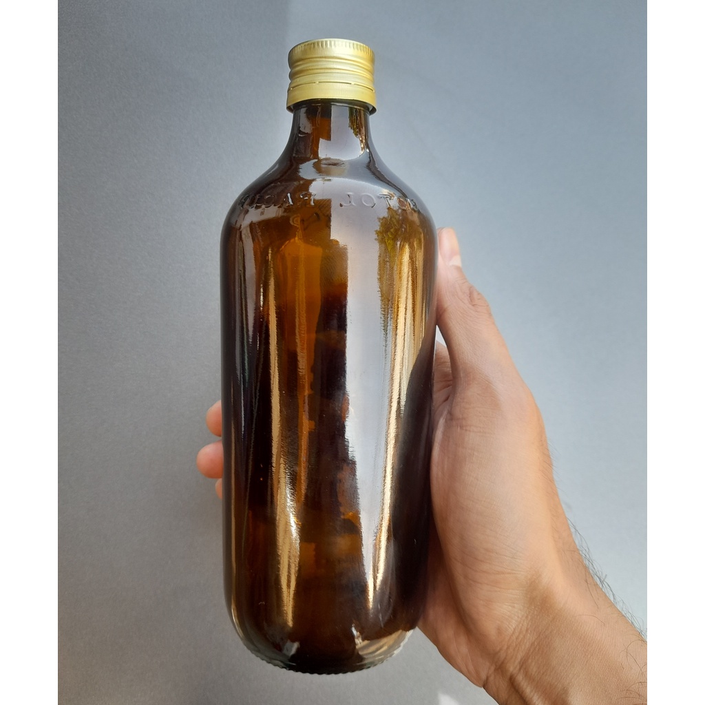 Jual Botol Kaca 500ml Amber / Coklat Termasuk Tutup (5 Botol) | Shopee ...