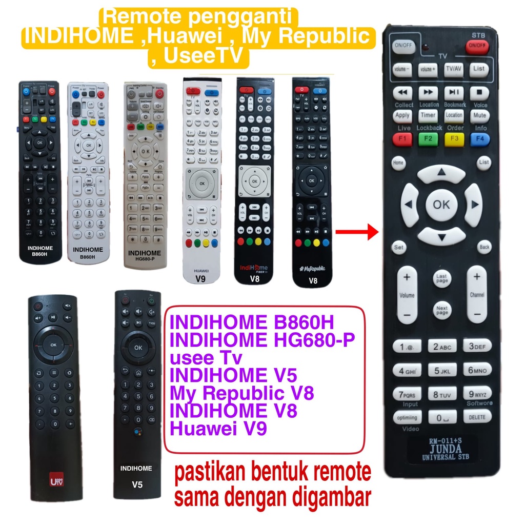 Jual REMOTE MULTI Universal ZTE V5 STB Kabel TV JUNDA RM 011+S ZXV10 B860H V5 ORI JUNDA STB DENS ...
