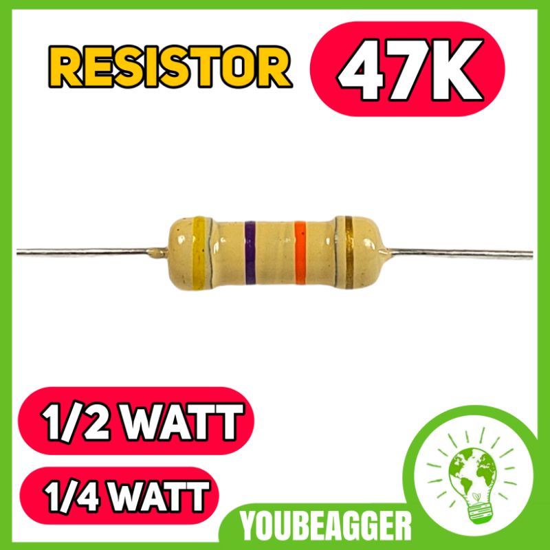 Jual Resistor 47K ohm 1/2 dan 1/4 watt | Shopee Indonesia