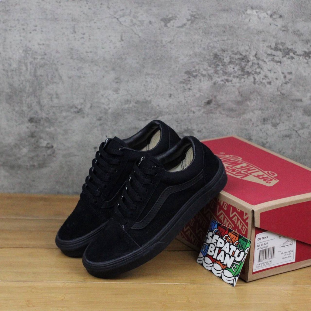 Jual Sepatu VANS Old Skool Classic All Full Black Hitam Polos | Shopee ...