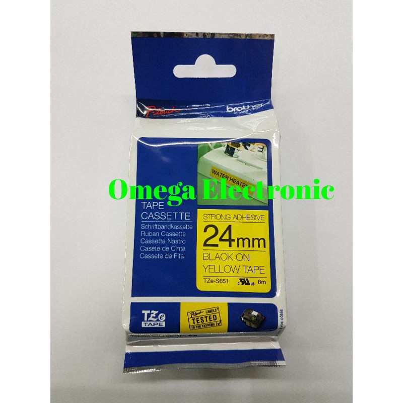 Jual Brother Label Tape TZE-S651 24mm Strong Adhesive Black on Yellow ...