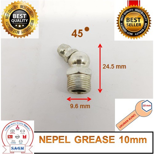 Jual NEPEL NIPPLE GREASE GEMUK PISPOT 10MM BENGKOK 45 DERAJAT | Shopee ...