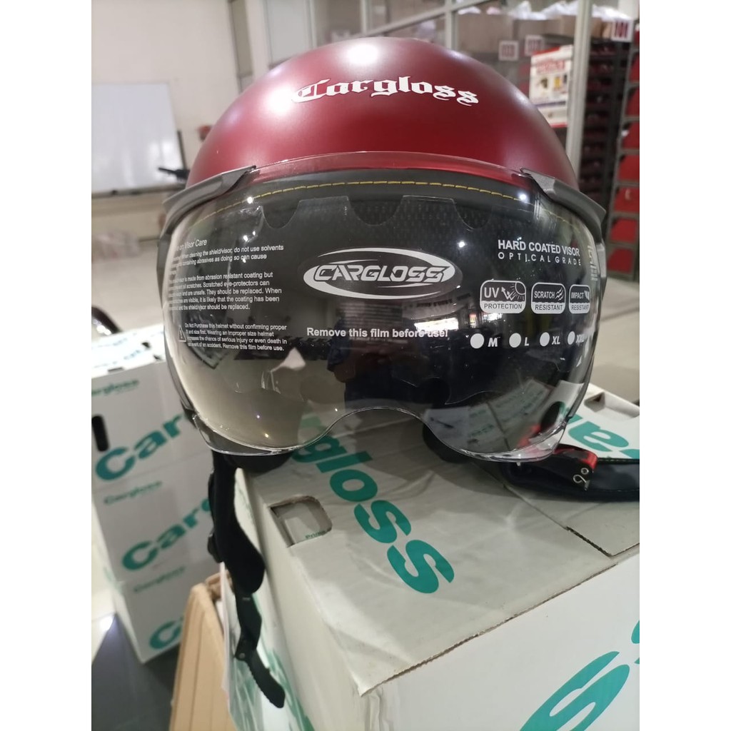 Jual Helm Cargloss YRM Visor Hardcoat Half Face - Deep Red Met | Shopee ...