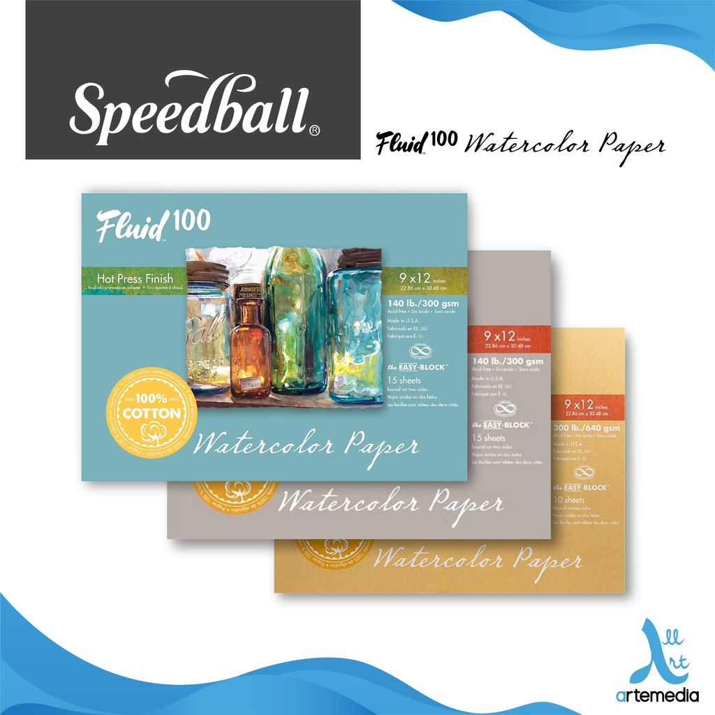 Jual Speedball Fluid 100 Watercolor Paper Block 300gsm 9×12 inch | 100% ...