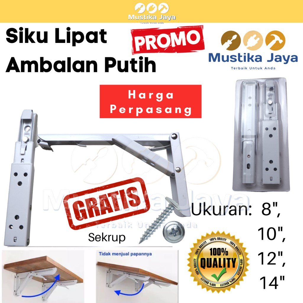 Jual Siku Meja Lipat Dinding Per Engsel Ambalan Rak Melayang Putih ...