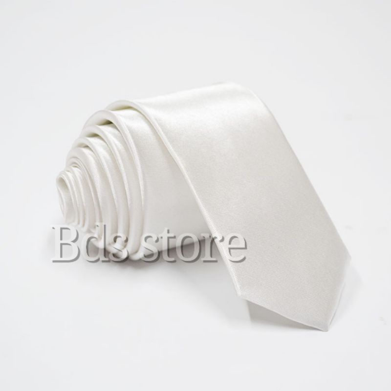 Jual Dasi polos satin warna putih slim 2 inch dan medium 3 inch ...