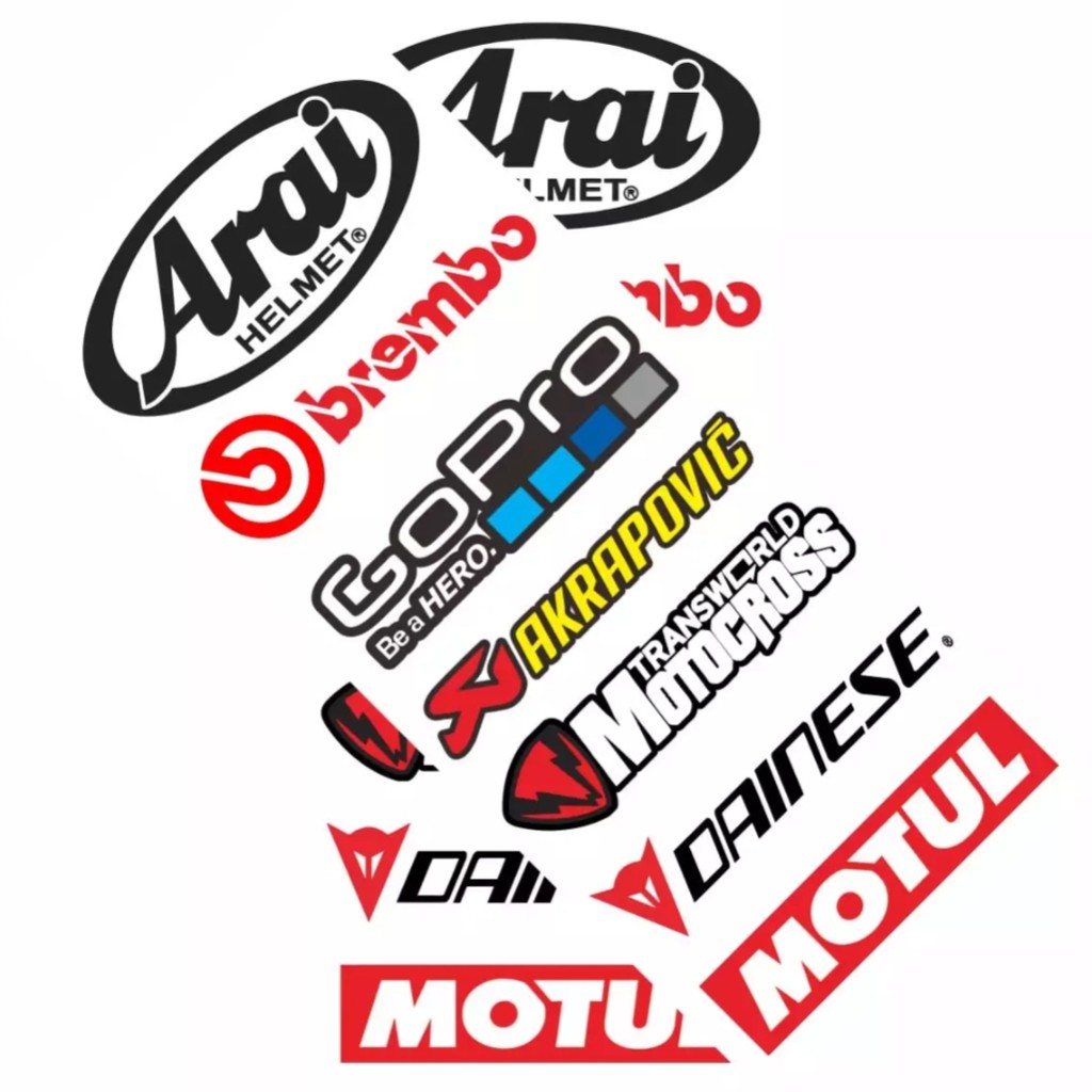 Jual Stiker Sponsor Gopro Brembo Arai Akrapovic Motocross Dainesse Motul Sticker Motor Racing ...