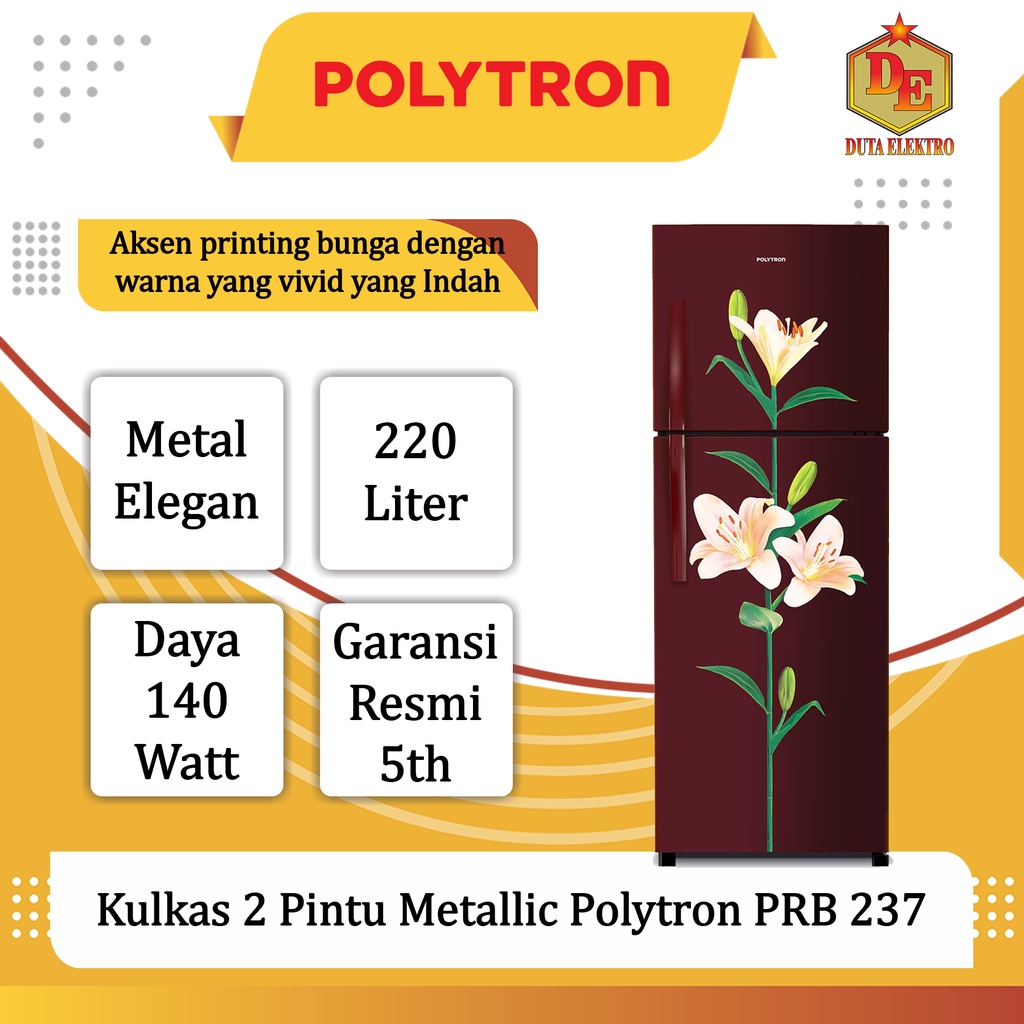 Jual Kulkas 2 Pintu Polytron PRB 237 Metallic | Shopee Indonesia