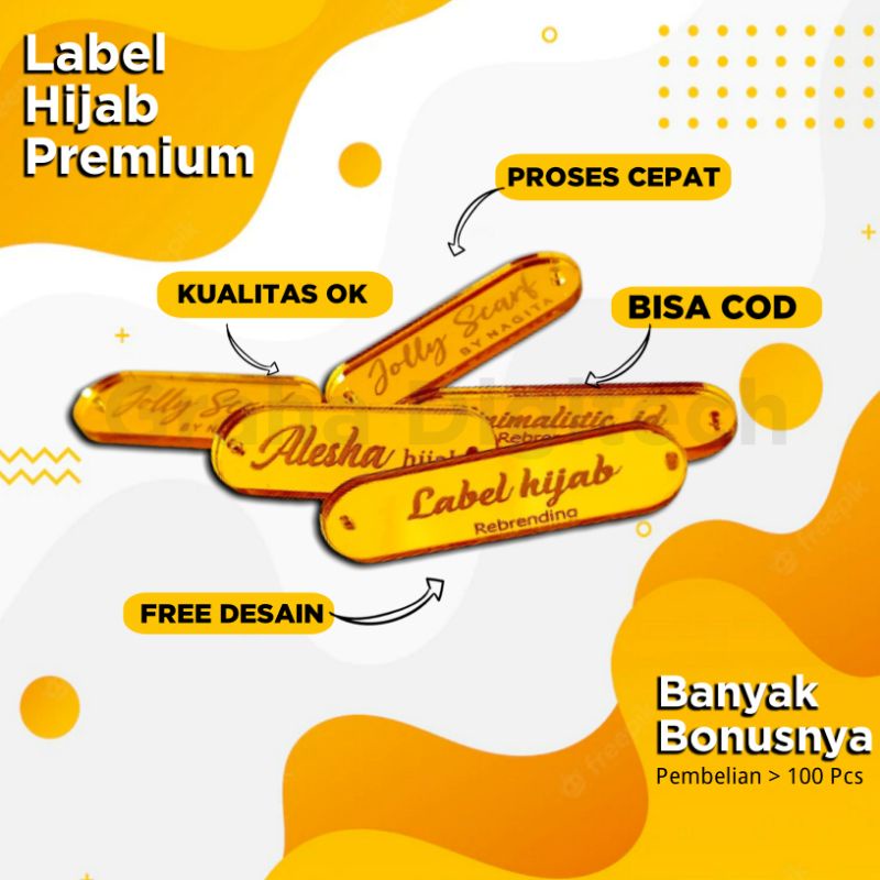 Jual LABEL HIJAB AKRILIK GOLD | LABEL JILBAB | LABEL HIJAB | Shopee ...