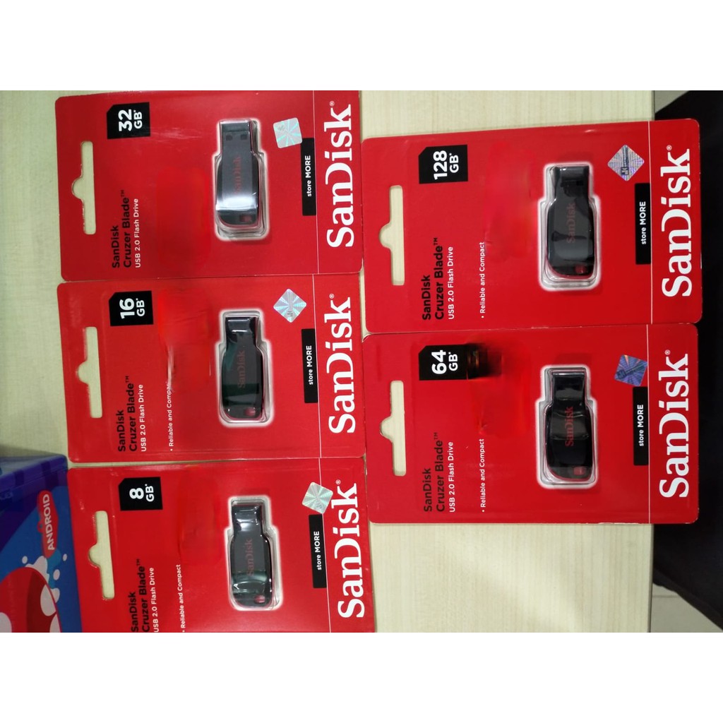 Jual Sandisk FlashDisk Cruzer Blade 8GB,16GB,32GB,64GB,128GB | Shopee ...