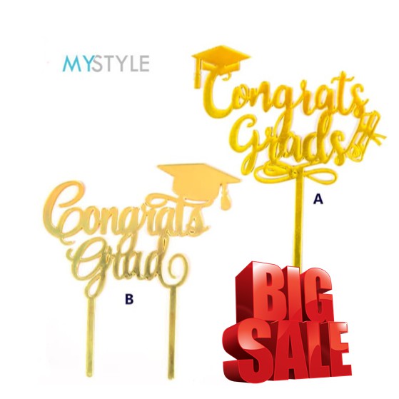 Jual MYSTYLE CAKE TOPPER ACRYLIC GRADUATION CONGRATS WISUDA HIASAN KUE ...