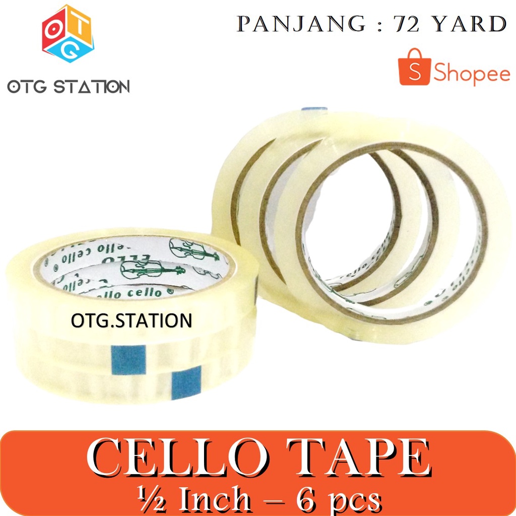 Jual Cello Tape Bening 1/2 Inch 6 pcs Isolasi Bening Kecil Lem Perekat ...