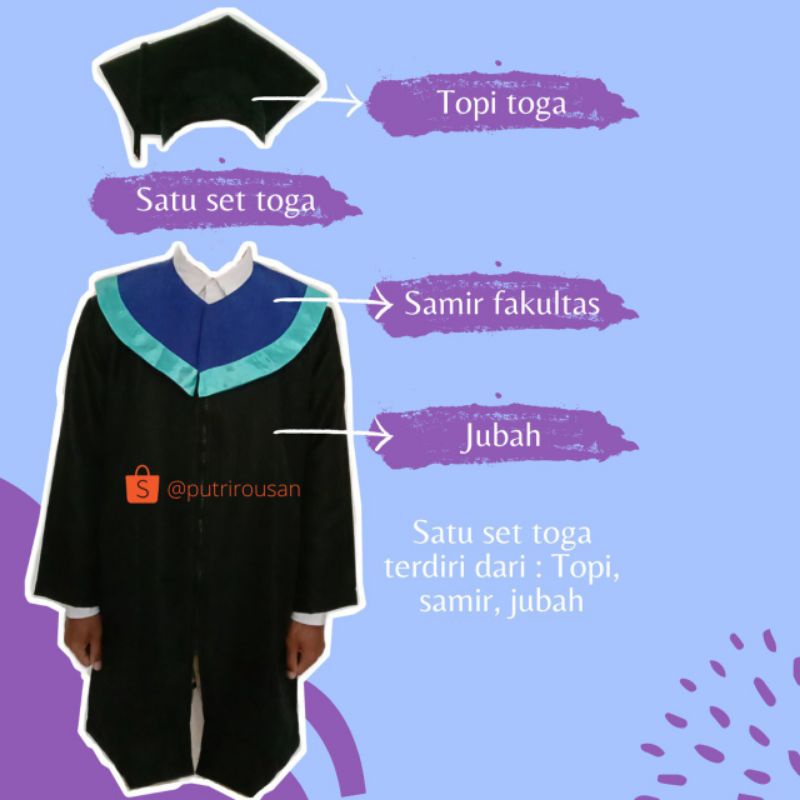 Jual [terjual 300++] etalase baru Toga wisuda UNDIP (satu set : topi ...