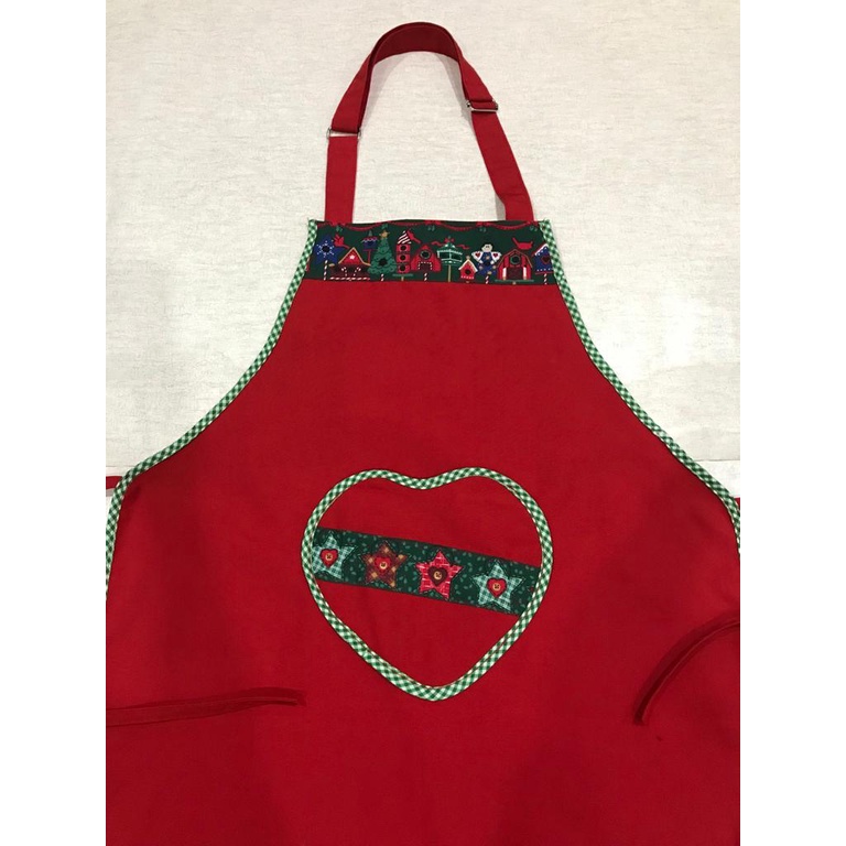 Jual APRON CELEMEK DEWASA MOTIF NATAL CHRISTMAS HAND MADE BURUNG GEREJA ...
