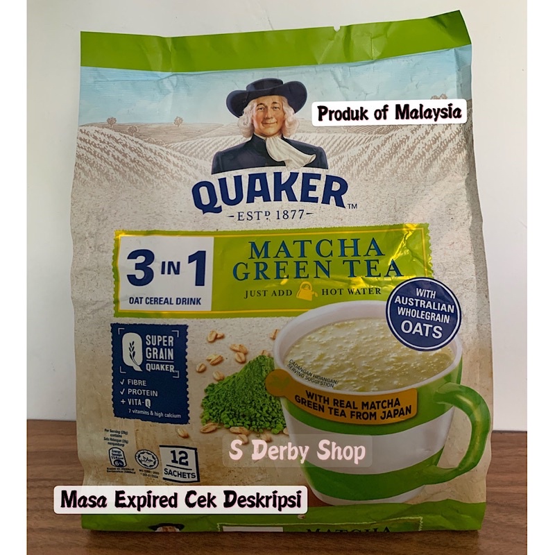 Jual Quaker Oatmeal 3in1 Instan Cereal Matcha Green Tea | Shopee Indonesia