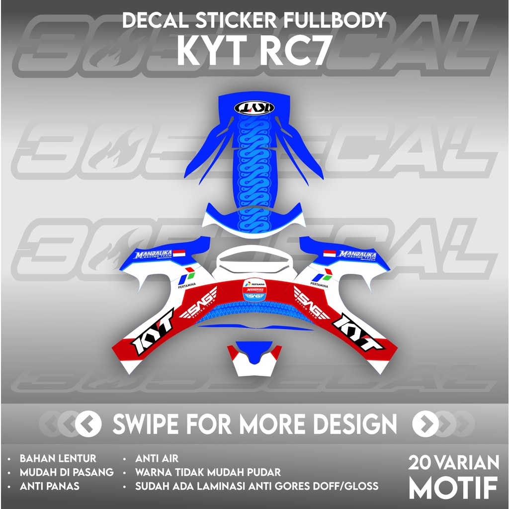 Jual Sticker Decal Helm KYT RC7 Mandalika | Shopee Indonesia