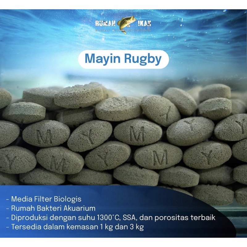 Jual MAYIN RUGBY 200GR 500GR 1KG MEDIA FILTER BIOLOGIS RUMAH BAKTERI ...