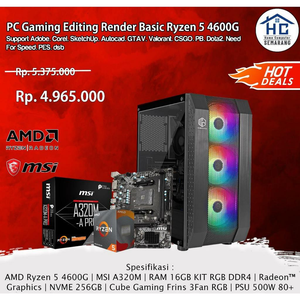 Jual PC Gaming Editing Render Ryzen 5 4600G 16GB RAM Radeon Graphics ...