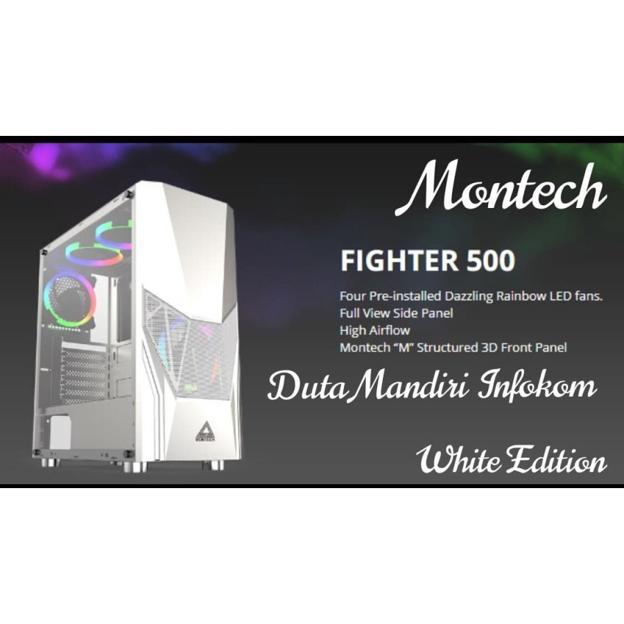 Jual Montech Fighter 500 White - Tempered Glass E-ATX Gaming Case ...