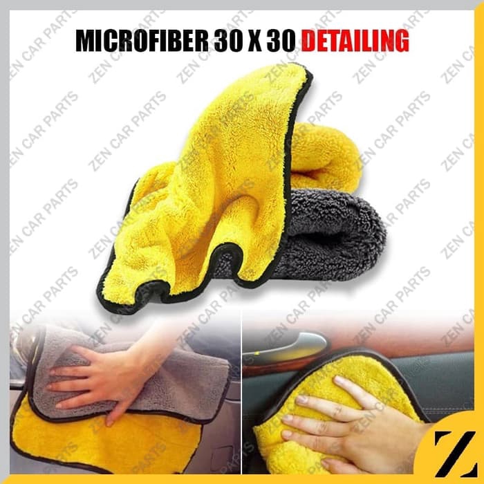 Jual Lap Kain Detailing Microfiber Kuning Abu 500gsm 29x29cm Wax Mobil ...