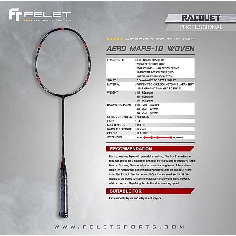 Jual RAKET BADMINTON FELET AEROMARS 10 WOVEN 4U | Shopee Indonesia